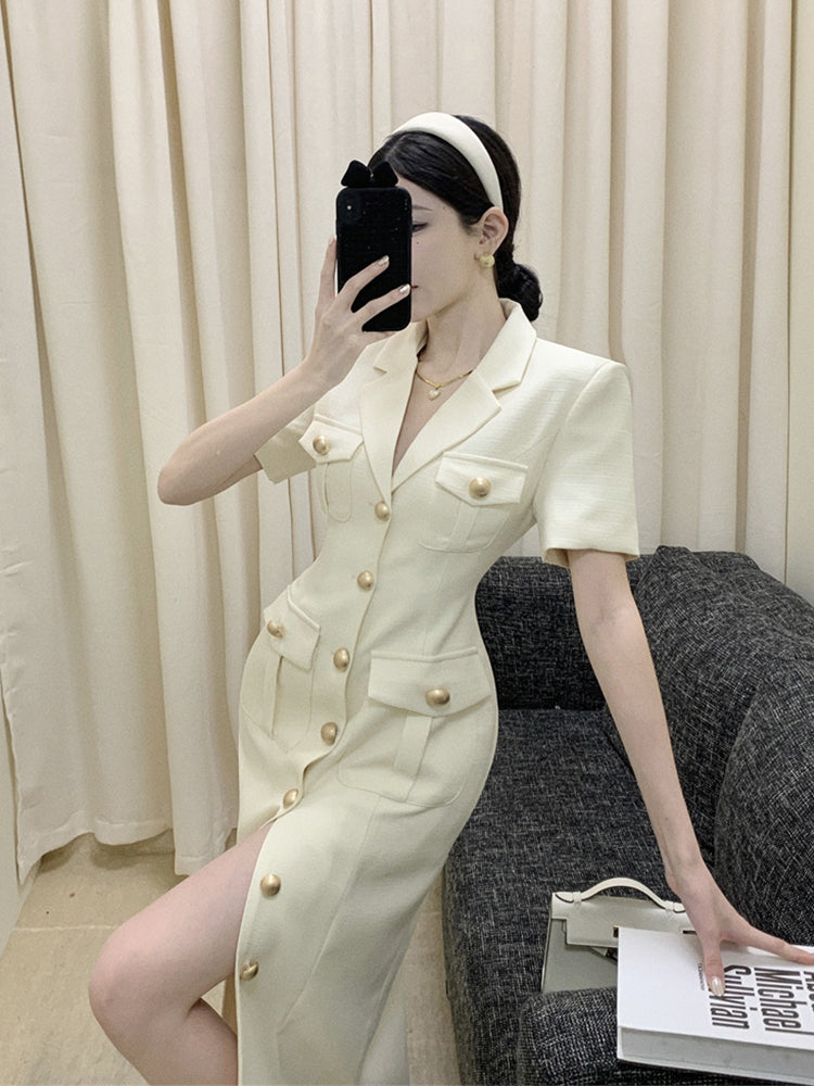 Elegant Slit Suit Dress